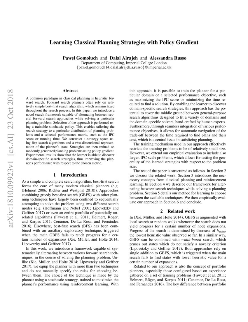 Learning Classical Planning Strategies with Policy Gradient | DeepAI