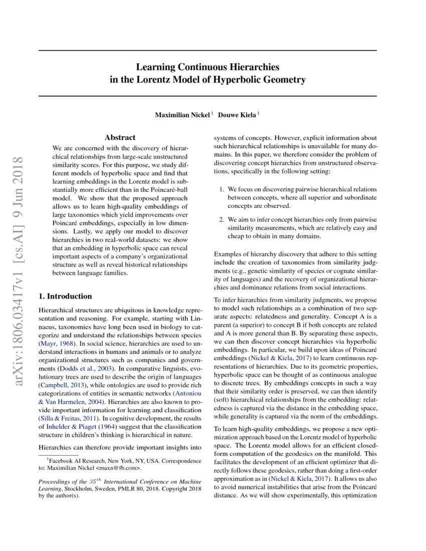 Learning Continuous Hierarchies in the Lorentz Model of Hyperbolic ...