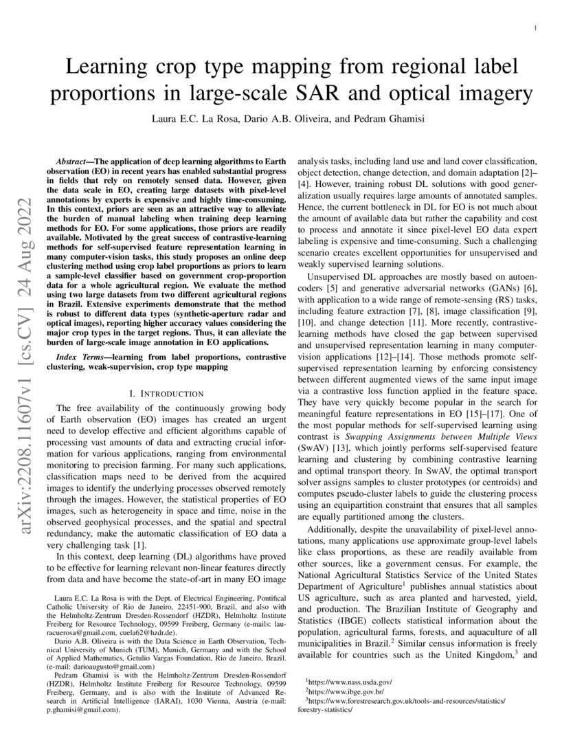 Learning crop type mapping from regional label proportions in large-scale SAR and optical ...