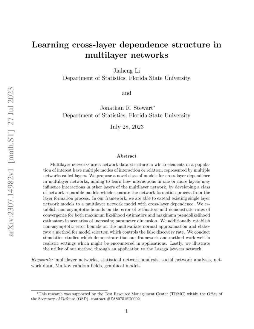 Learning cross-layer dependence structure in multilayer networks | DeepAI