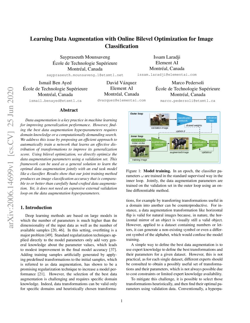 Learning Data Augmentation With Online Bilevel Optimization For Image Classification Deepai