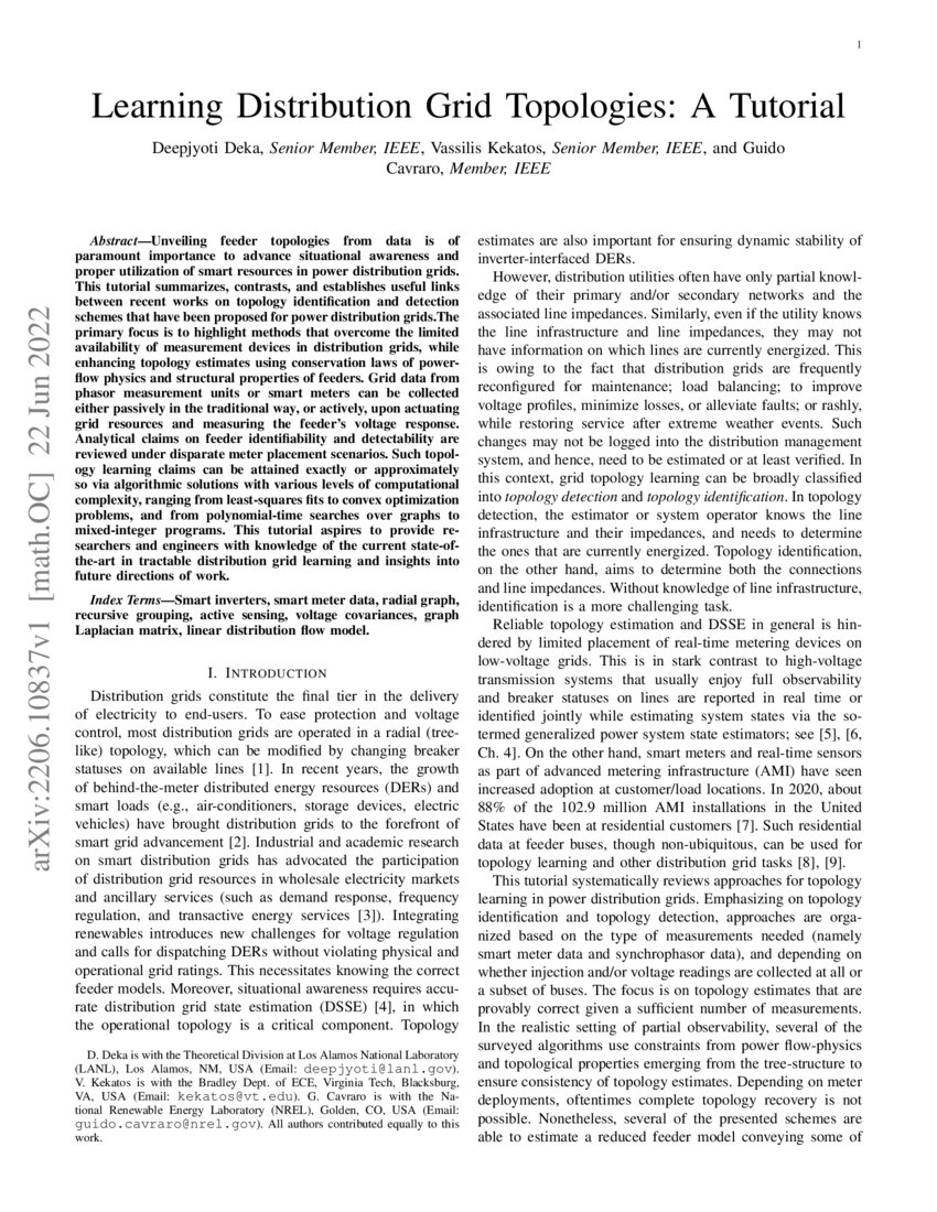 Learning Distribution Grid Topologies: A Tutorial | DeepAI
