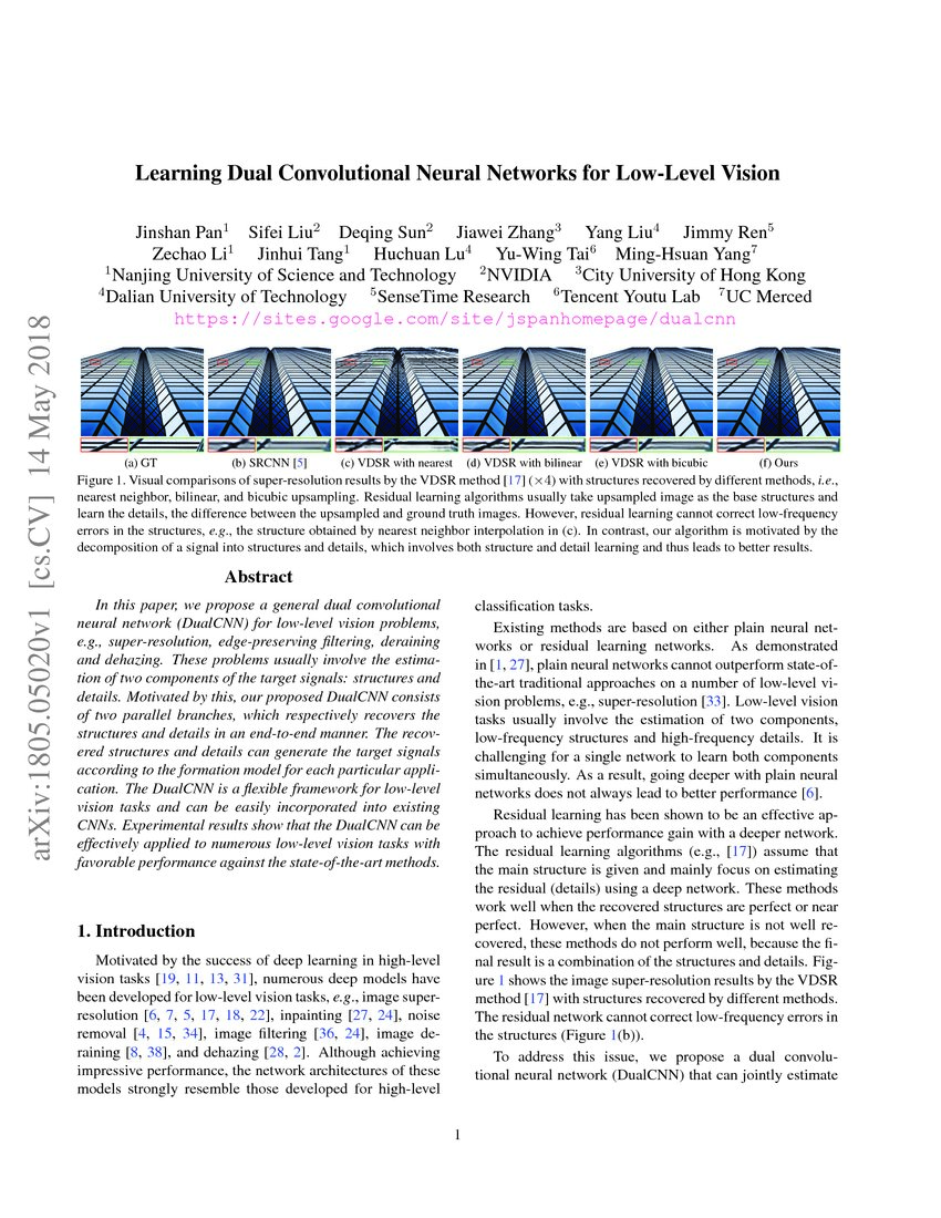 Learning Dual Convolutional Neural Networks For Low Level Vision Deepai