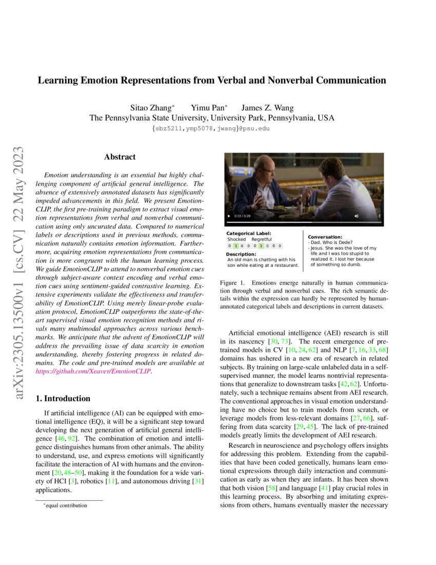 Learning Emotion Representations from Verbal and Nonverbal Communication | DeepAI