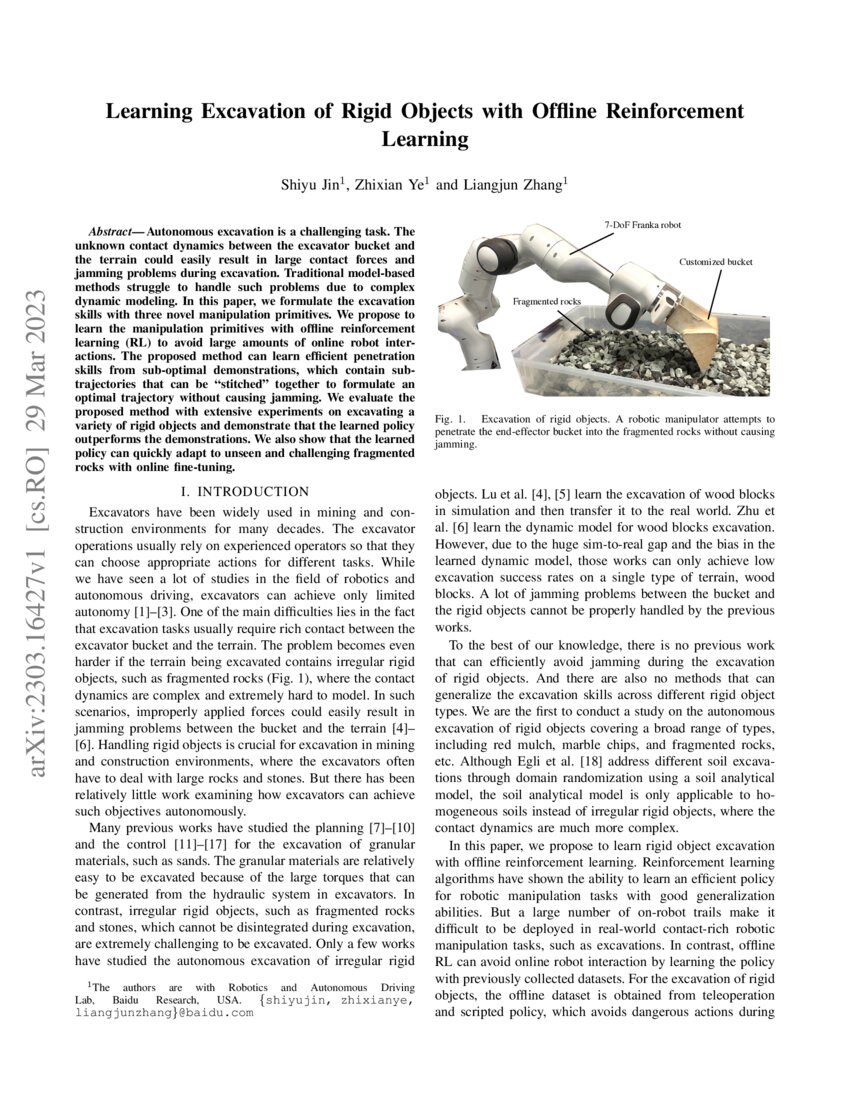 Learning Excavation Of Rigid Objects With Offline Reinforcement