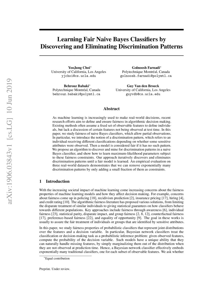 Learning Fair Naive Bayes Classifiers By Discovering And Eliminating Discrimination Patterns