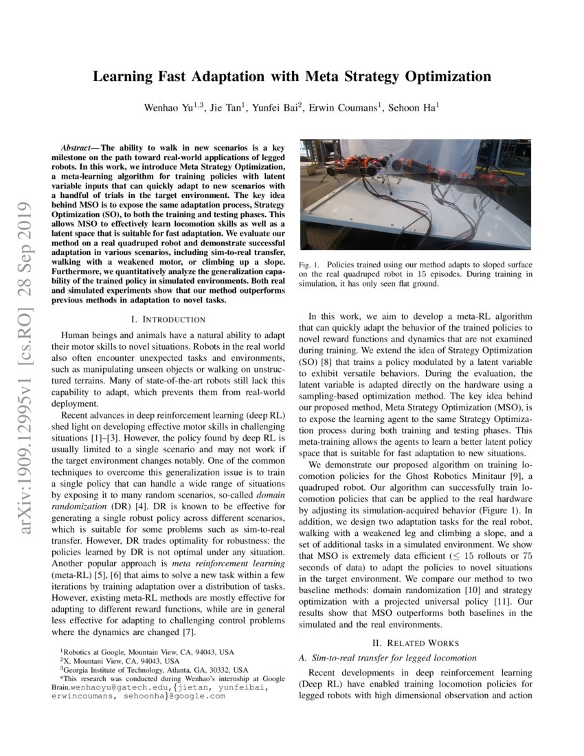 Learning Fast Adaptation with Meta Strategy Optimization | DeepAI