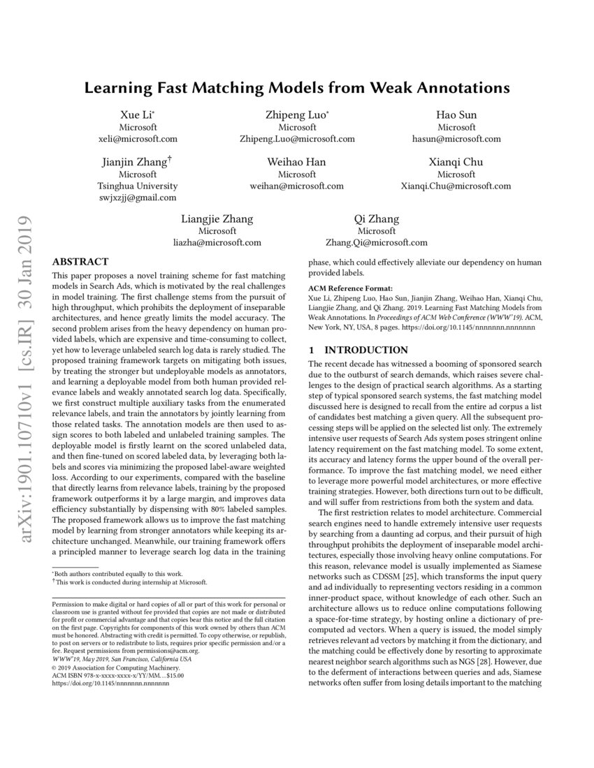 Learning Fast Matching Models From Weak Annotations Deepai 3838