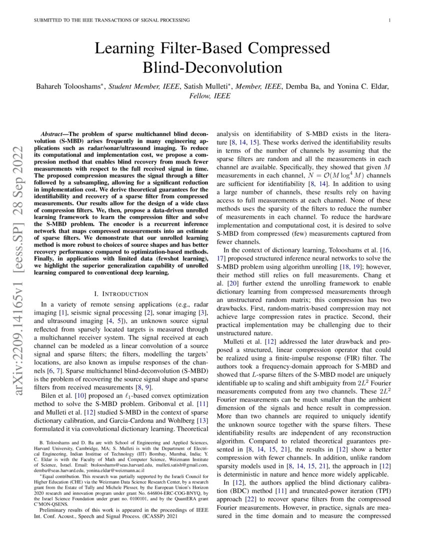Learning Filter Based Compressed Blind Deconvolution Deepai