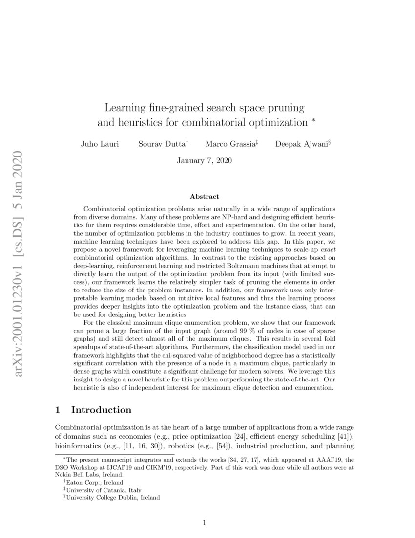 Learning fine-grained search space pruning and heuristics for combinatorial optimization | DeepAI