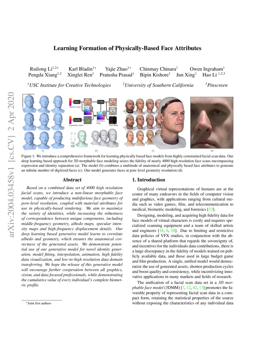 Learning Formation of Physically-Based Face Attributes | DeepAI