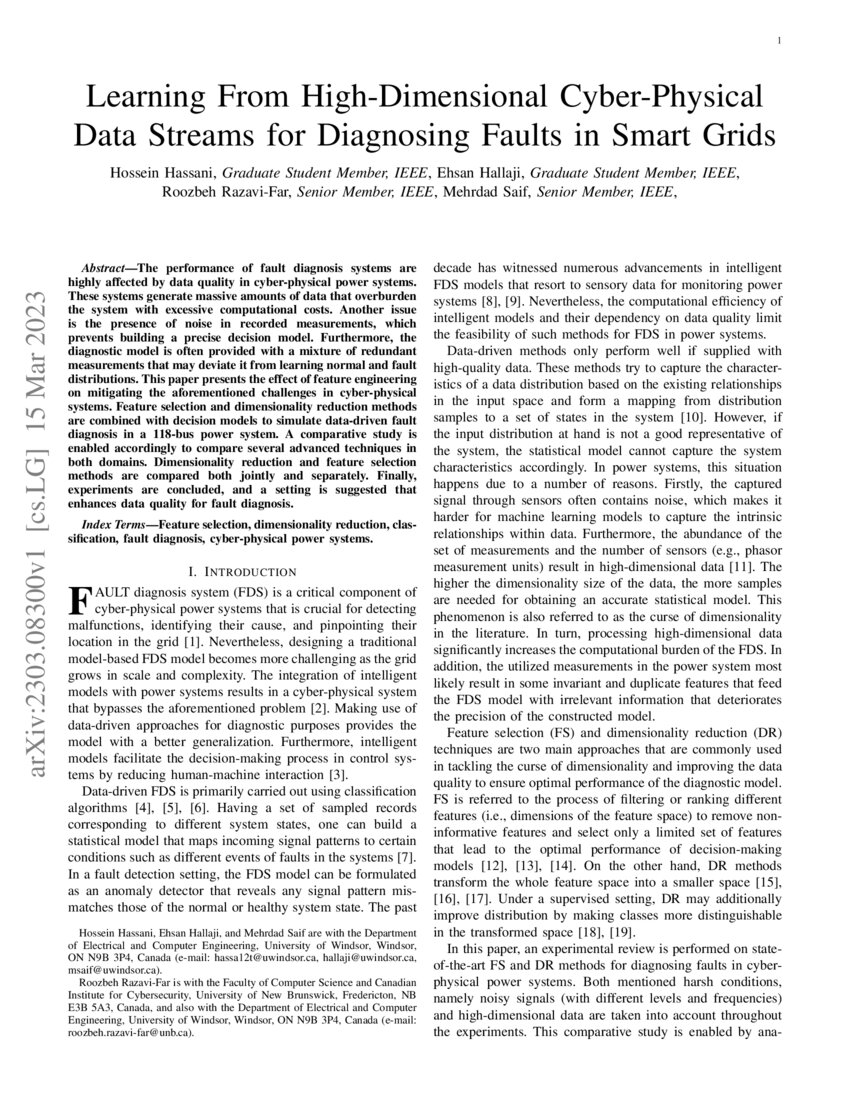 Learning From High Dimensional Cyber Physical Data Streams For 2633