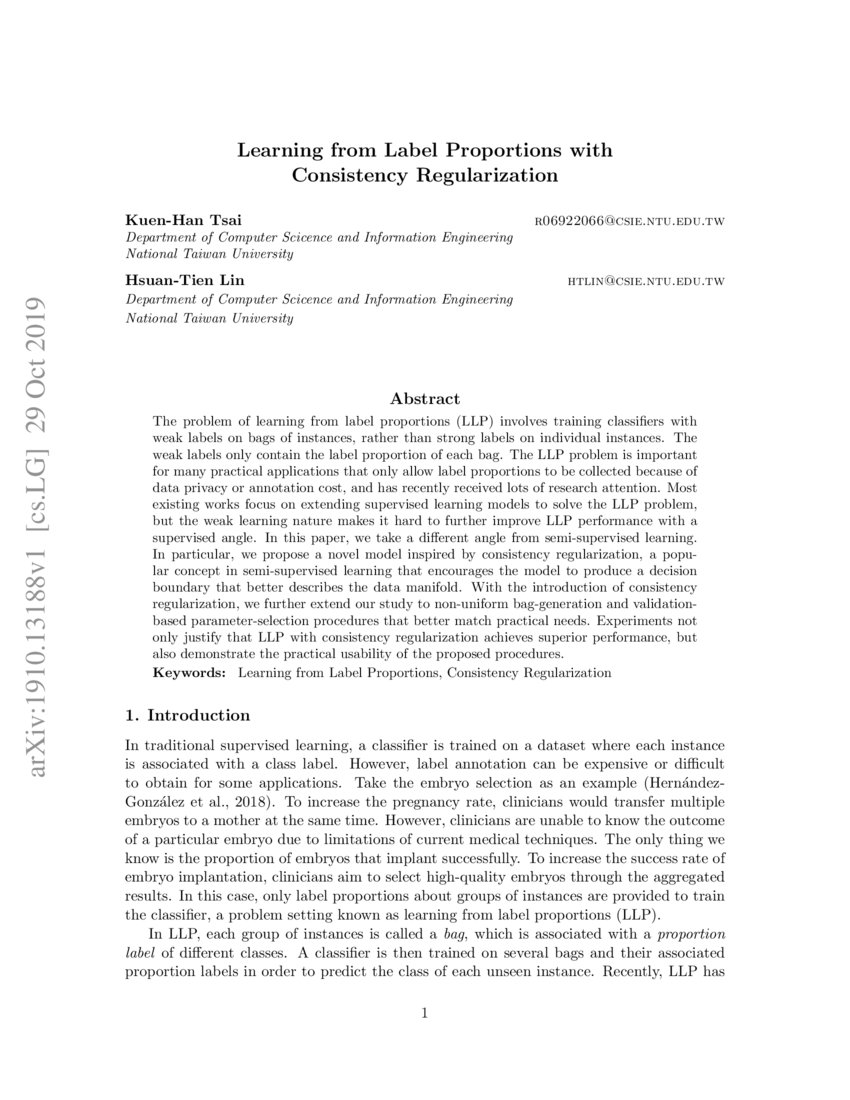 Learning From Label Proportions With Consistency Regularization Deepai