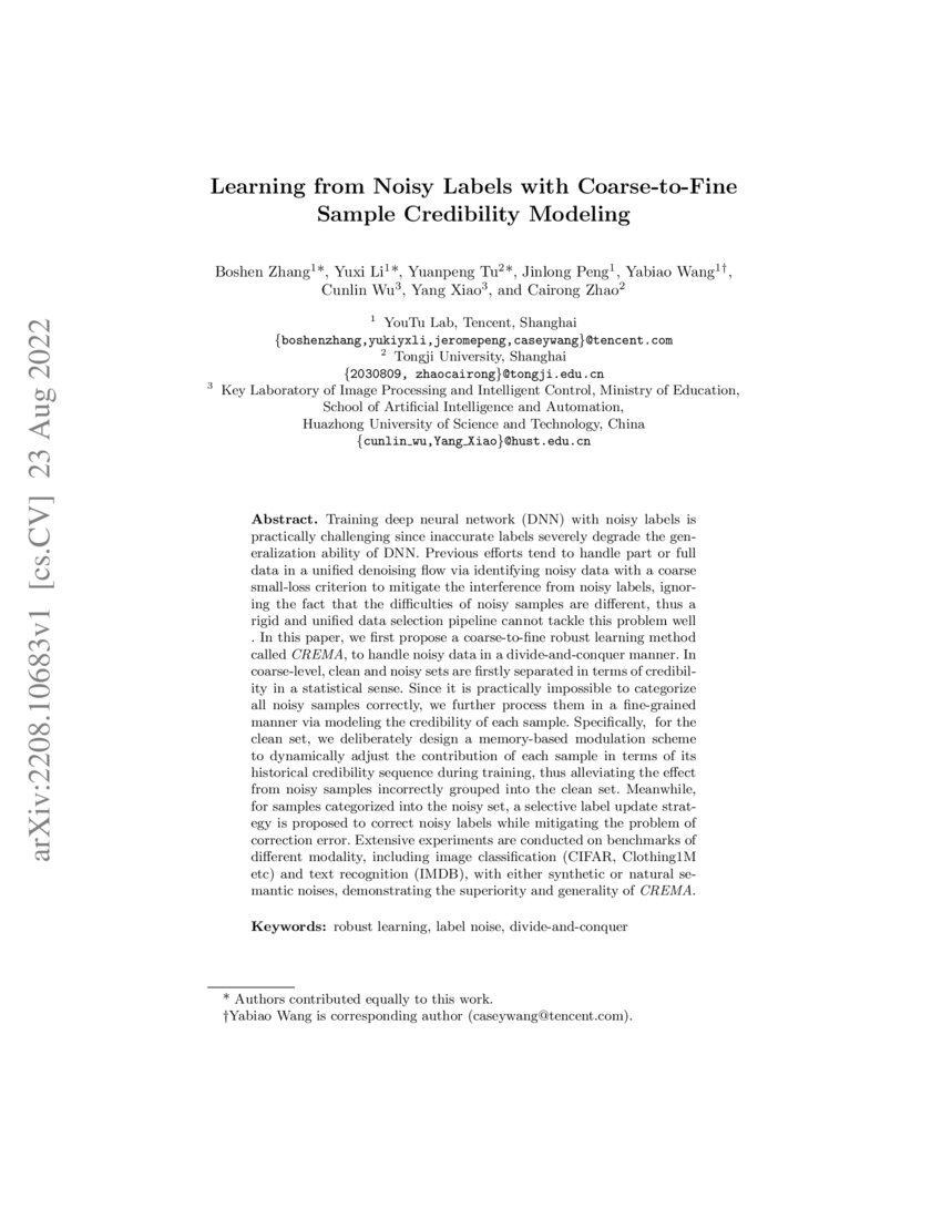 Learning from Noisy Labels with Coarse-to-Fine Sample Credibility Modeling | DeepAI
