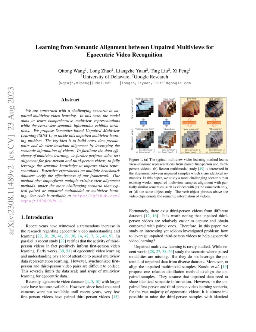 Learning From Semantic Alignment Between Unpaired Multiviews For Egocentric Video Recognition
