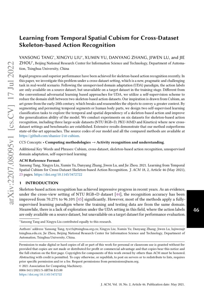 Learning From Temporal Spatial Cubism For Cross Dataset Skeleton Based