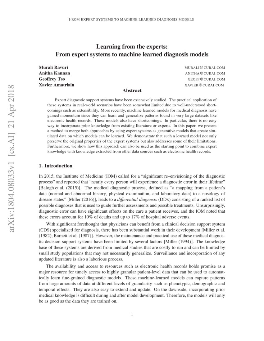 Learning from the experts: From expert systems to machine learned ...