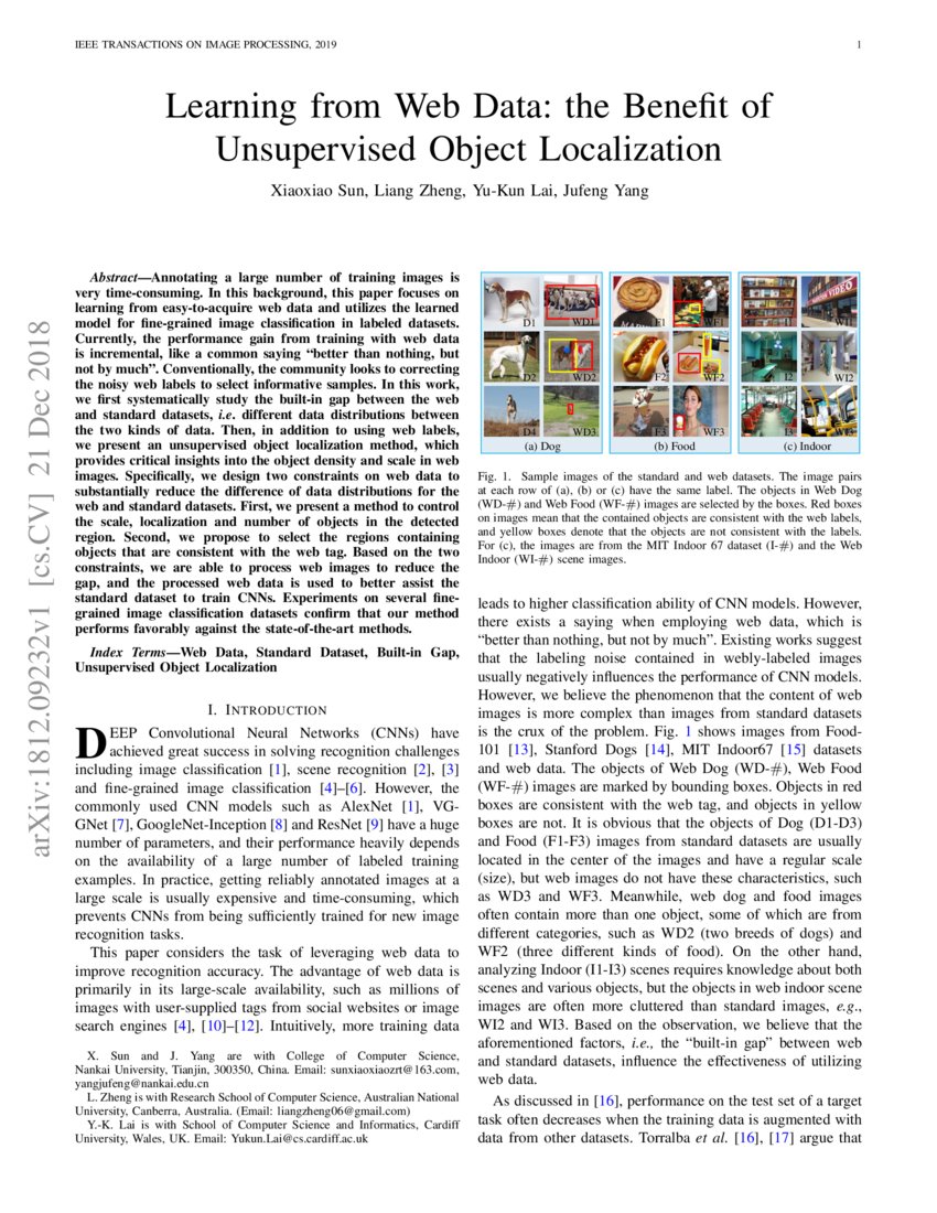 Learning From Web Data The Benefit Of Unsupervised Object Localization Deepai