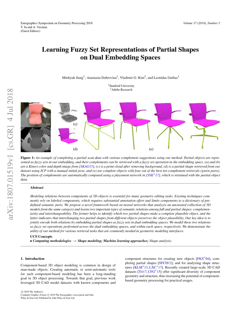 Learning Fuzzy Set Representations of Partial Shapes on Dual Embedding Spaces | DeepAI