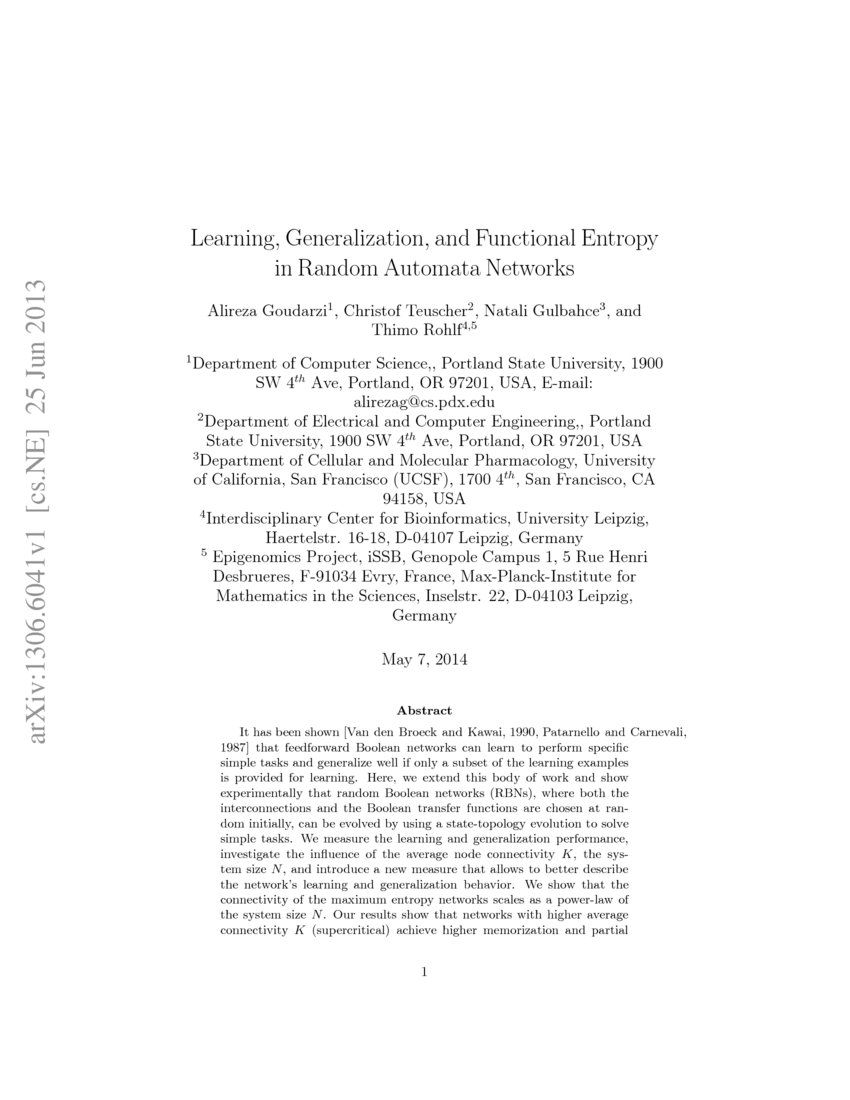 Learning, Generalization, and Functional Entropy in Random Automata ...