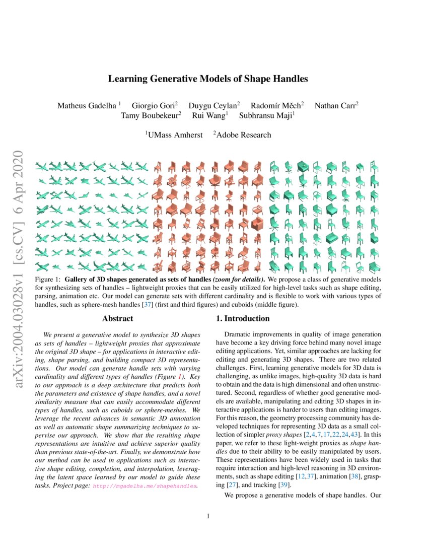 Learning Generative Models of Shape Handles | DeepAI