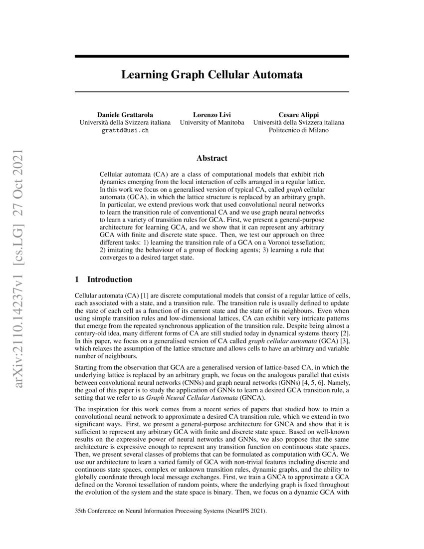 Learning Graph Cellular Automata Deepai 4202