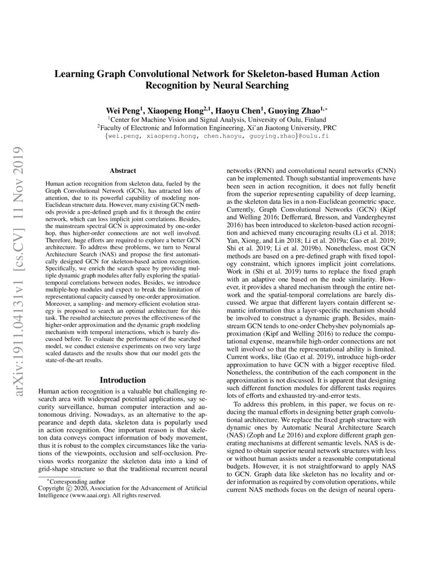 Learning Graph Convolutional Network For Skeleton Based Human Action Recognition By Neural