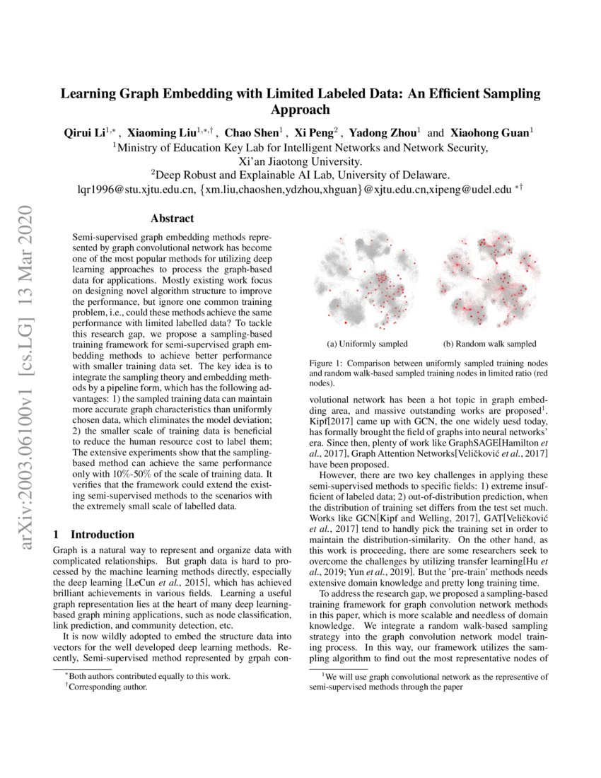 Learning Graph Embedding with Limited Labeled Data: An Efficient Sampling Approach | DeepAI