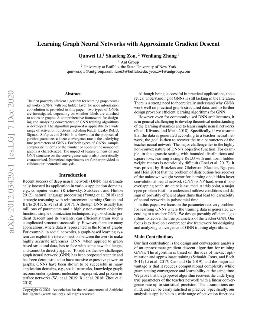 Learning Graph Neural Networks with Approximate Gradient Descent | DeepAI