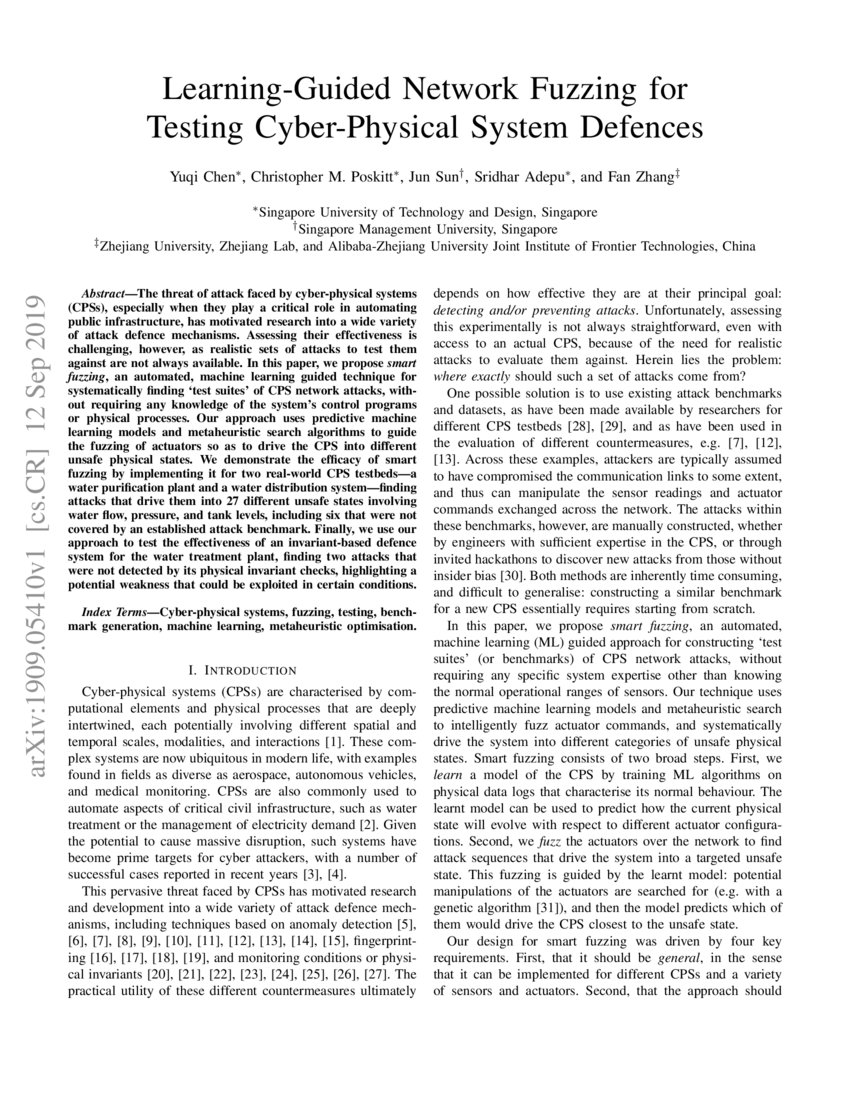 Learning Guided Network Fuzzing For Testing Cyber Physical System Defences Deepai