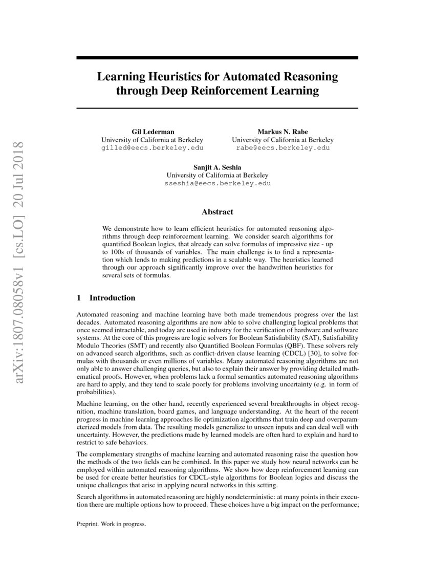 Learning Heuristics for Automated Reasoning through Deep Reinforcement ...