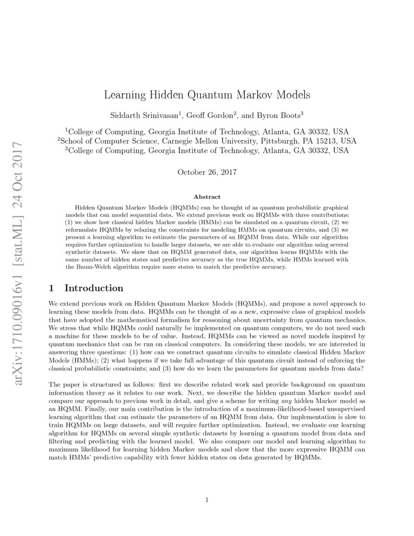 Learning Hidden Quantum Markov Models Deepai 4934