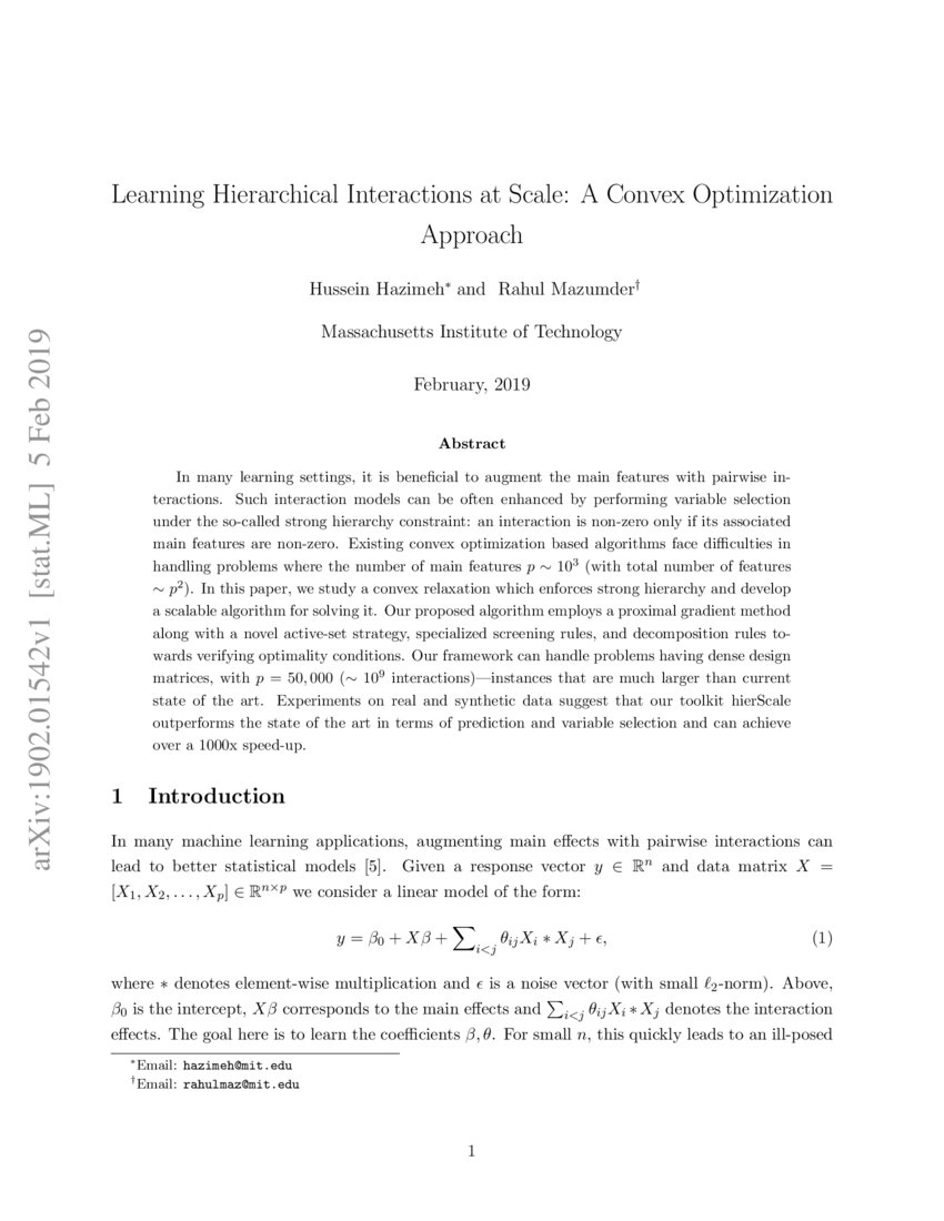 Learning Hierarchical Interactions at Scale: A Convex Optimization Approach | DeepAI