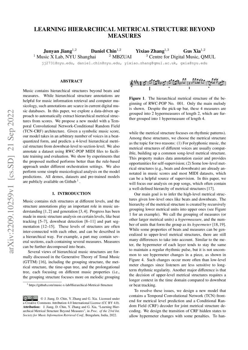 Learning Hierarchical Metrical Structure Beyond Measures | DeepAI