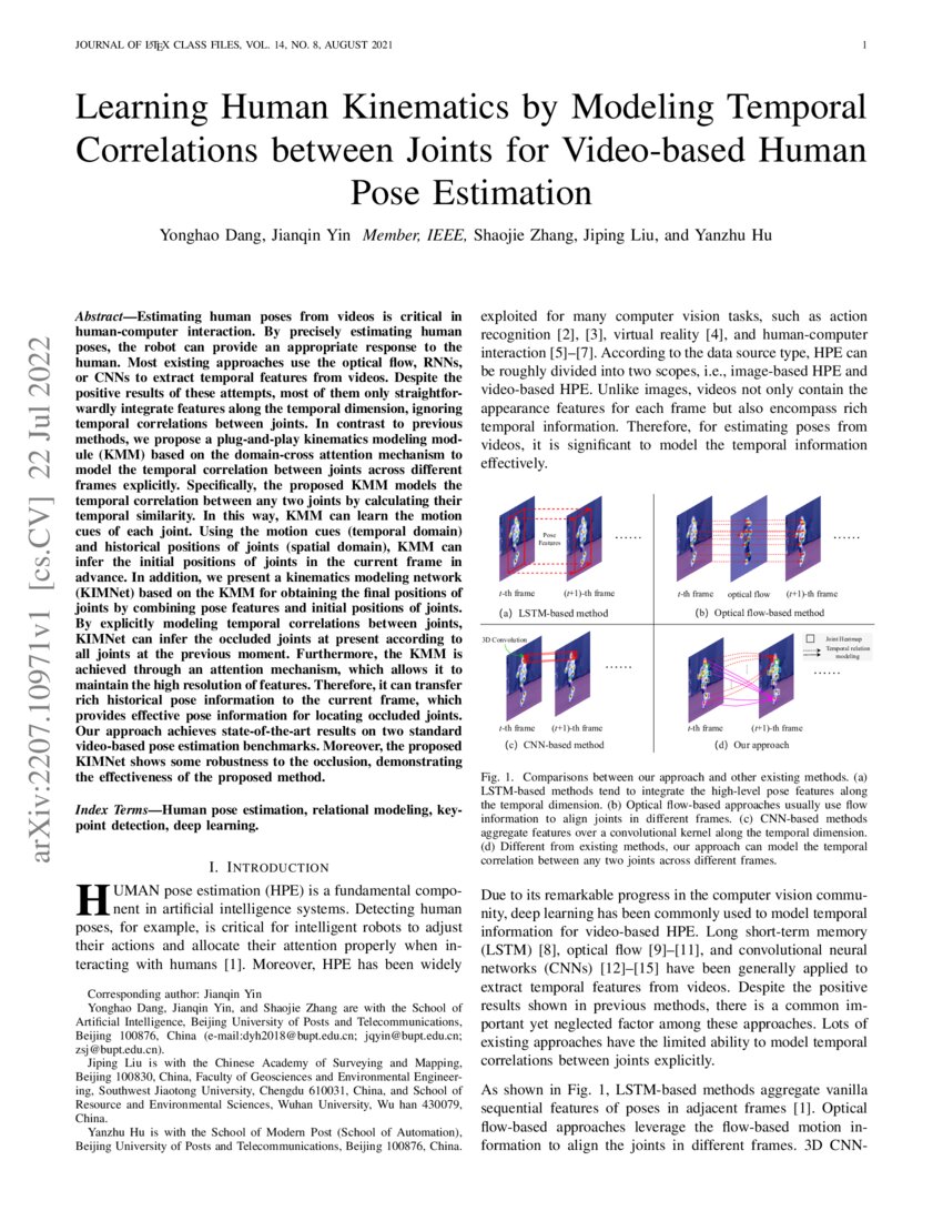 Learning Human Kinematics by Modeling Temporal Correlations between Joints for Video-based Human ...