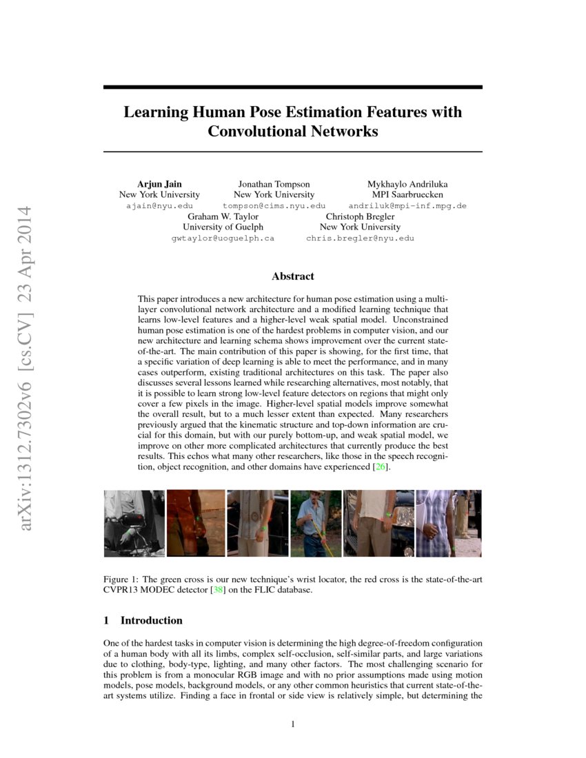 Learning Human Pose Estimation Features with Convolutional Networks | DeepAI