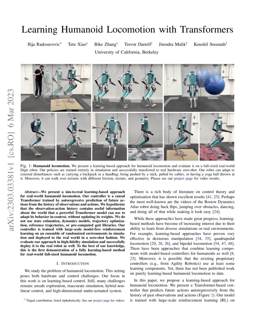 Learning Humanoid Locomotion With Transformers Deepai