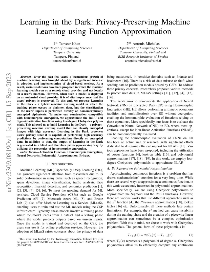 Learning In The Dark Privacy Preserving Machine Learning Using