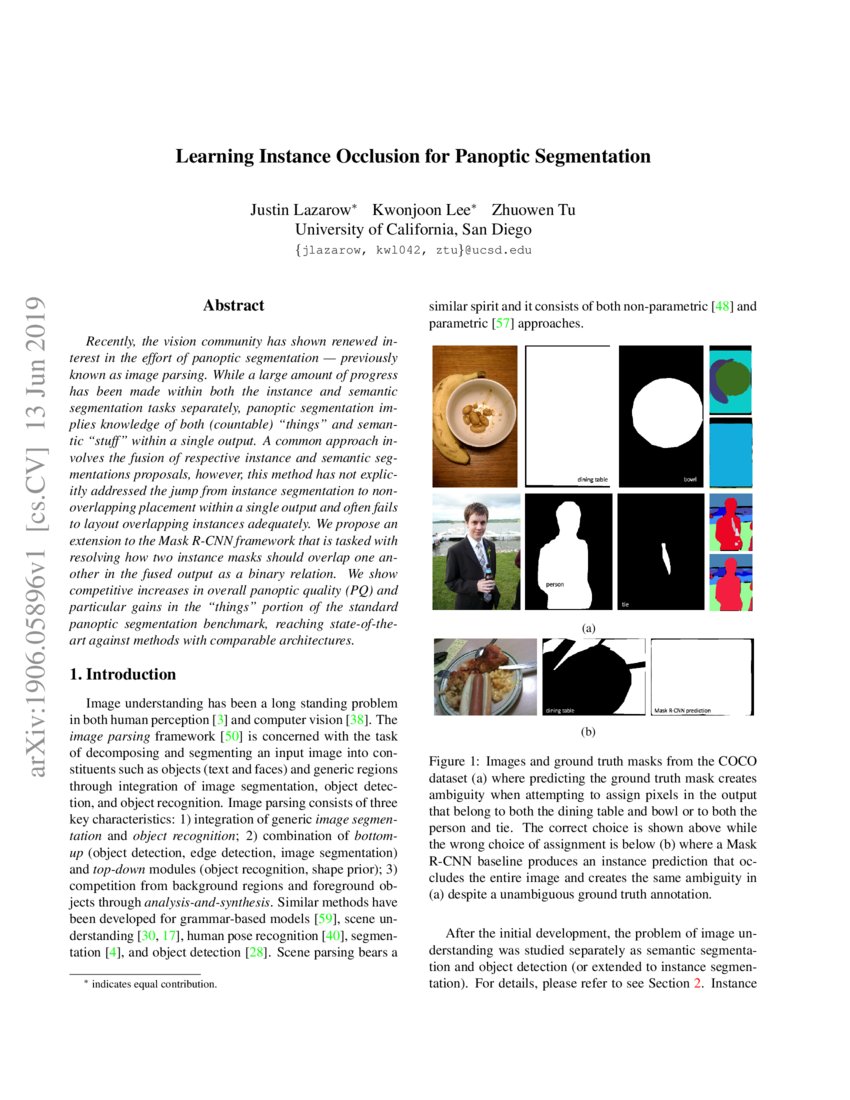 Learning Instance Occlusion for Panoptic Segmentation | DeepAI