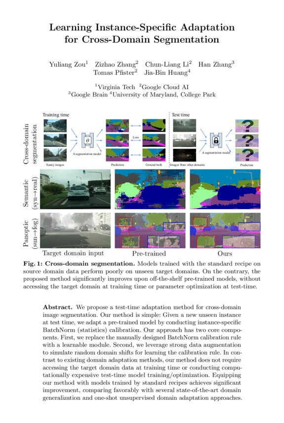 Learning Instance-Specific Adaptation for Cross-Domain Segmentation | DeepAI