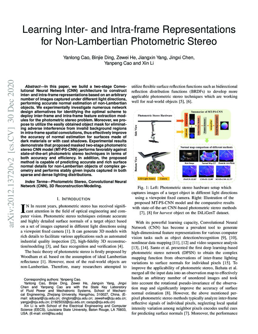 Learning Inter- and Intra-frame Representations for Non-Lambertian ...