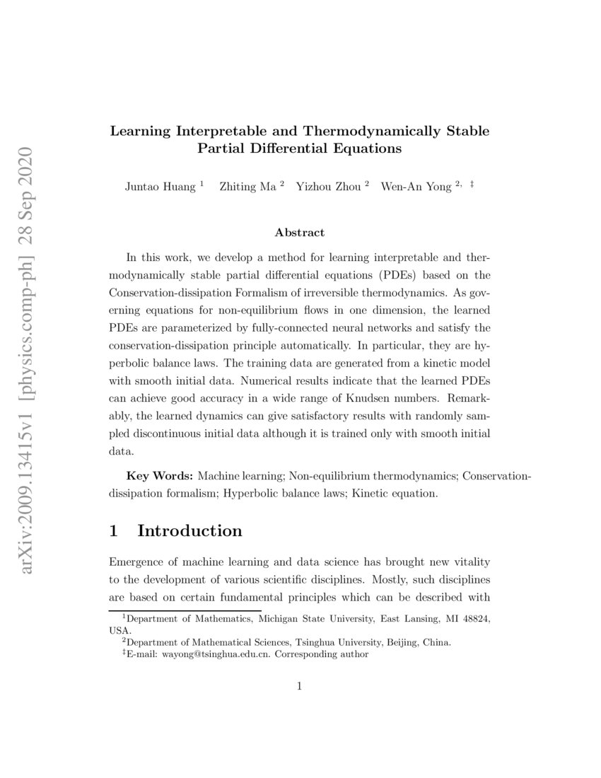 Learning Interpretable and Thermodynamically Stable Partial Differential Equations | DeepAI