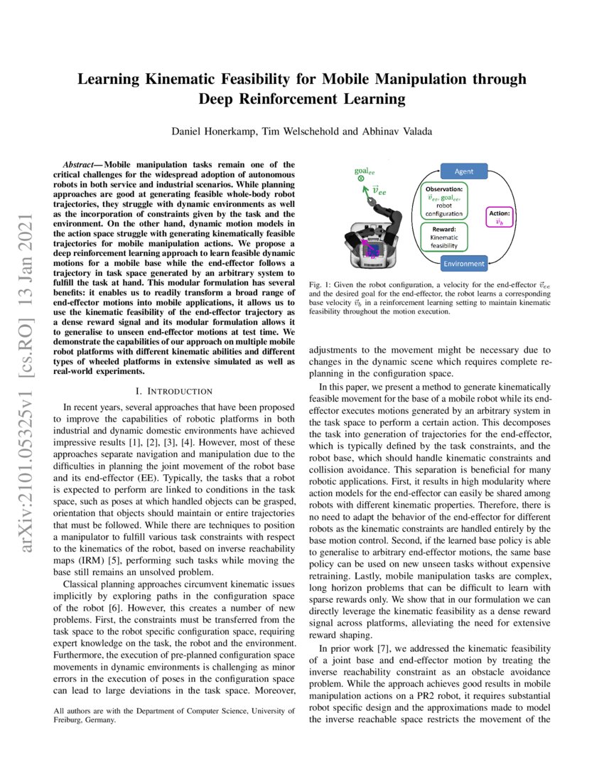 Learning Kinematic Feasibility for Mobile Manipulation through Deep ...