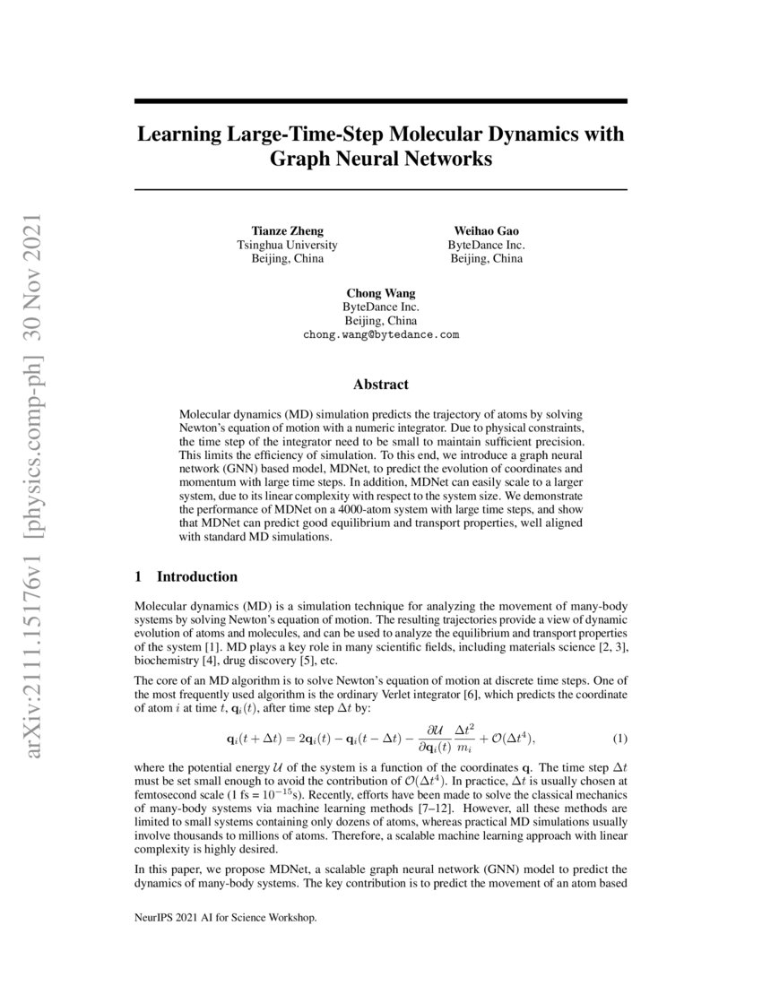 Learning Large-Time-Step Molecular Dynamics with Graph Neural Networks ...