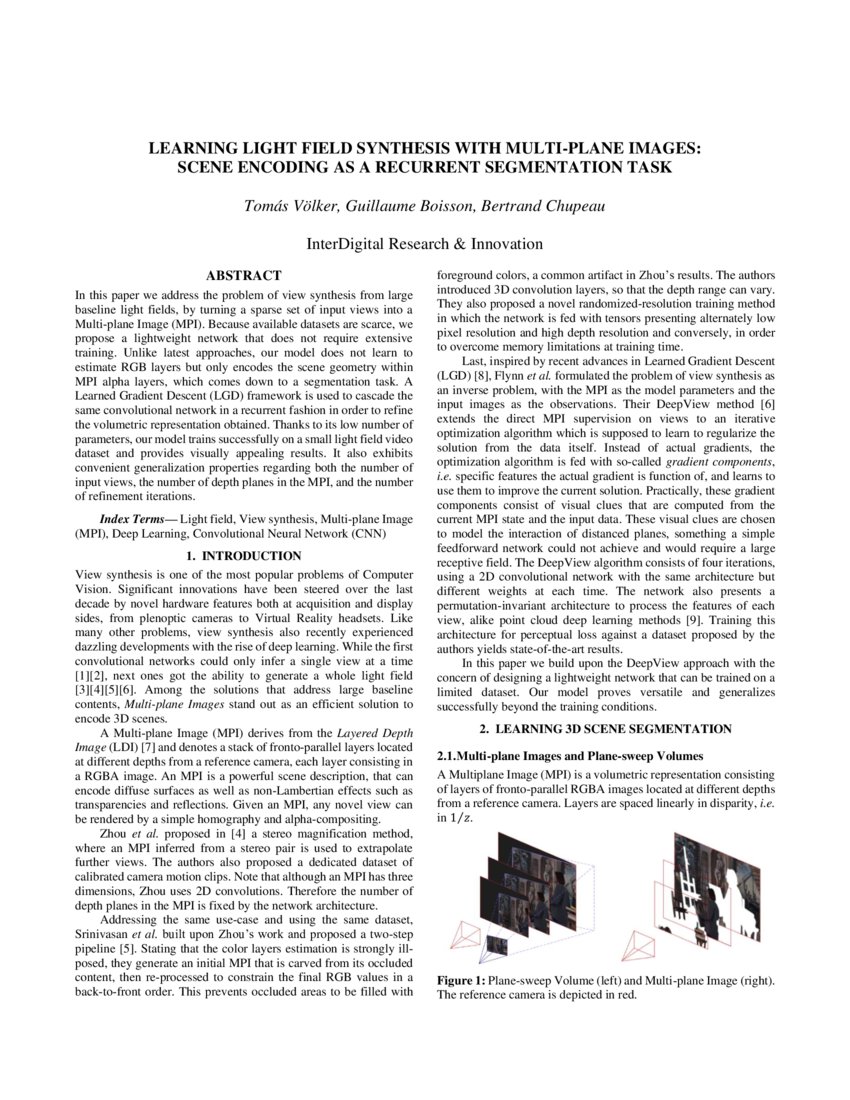 Learning light field synthesis with Multi-Plane Images: scene encoding as a recurrent ...
