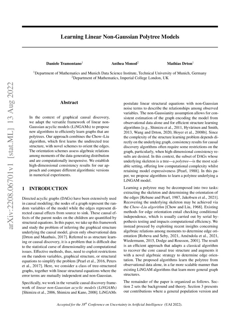 Learning Linear Non-Gaussian Polytree Models | DeepAI