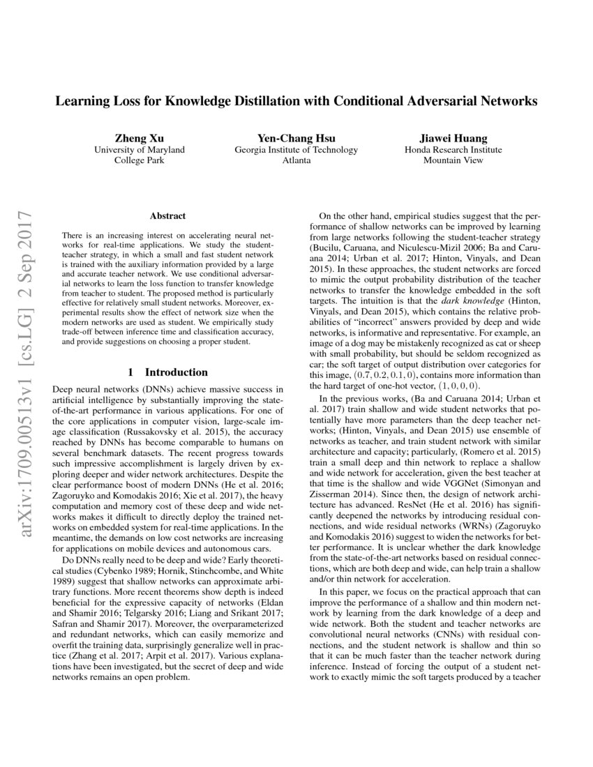 Learning Loss for Knowledge Distillation with Conditional Adversarial ...