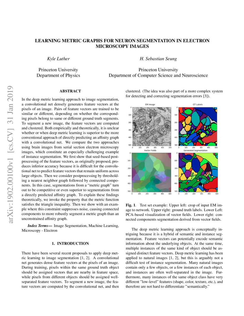 Learning Metric Graphs for Neuron Segmentation In Electron Microscopy Images | DeepAI