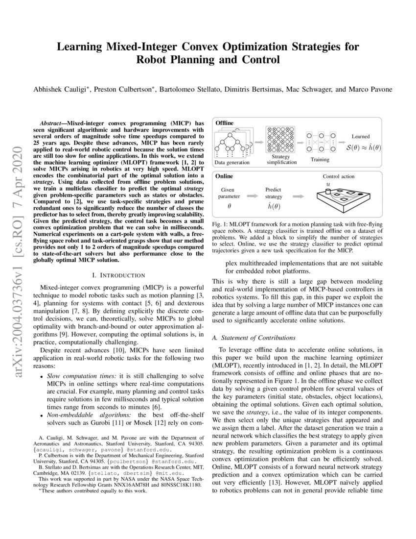 Learning Mixed Integer Convex Optimization Strategies For Robot Planning And Control Deepai