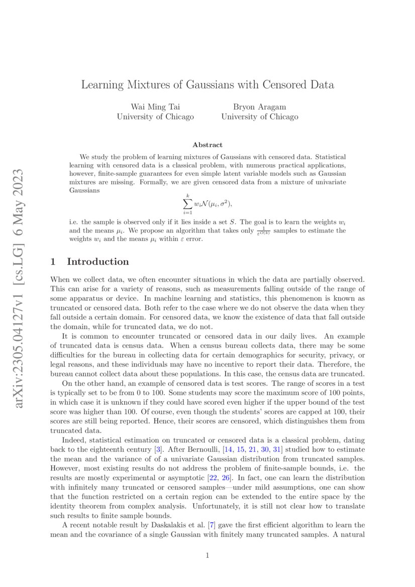 Learning Mixtures of Gaussians with Censored Data | DeepAI